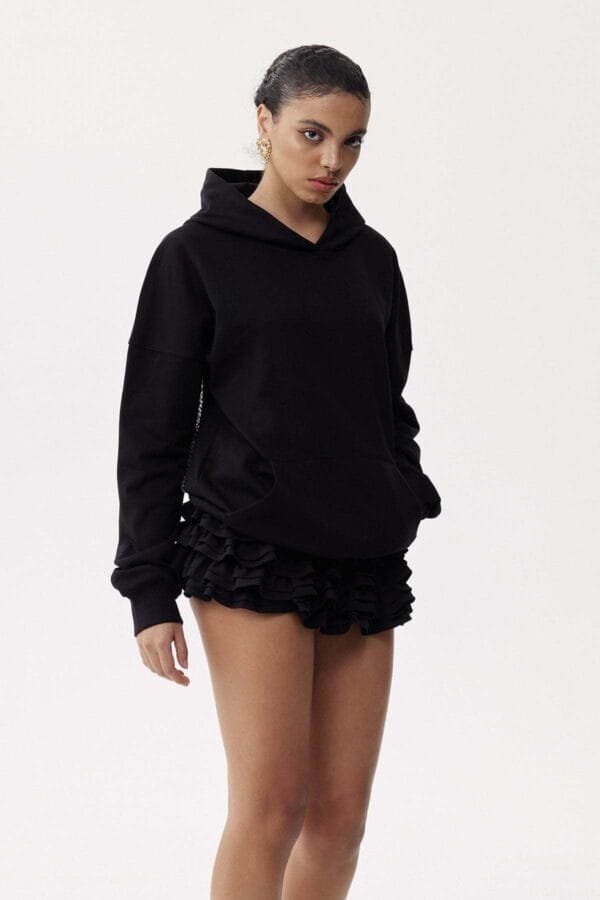 Rhinestone Hoodie Black – Backless Crystal | Exotix